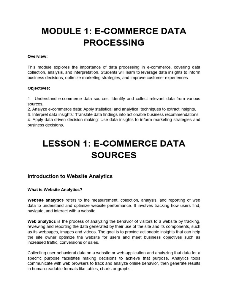 E-COMMERCE LEVEL III MODULE | PDF | Mode (Statistics) | Analytics