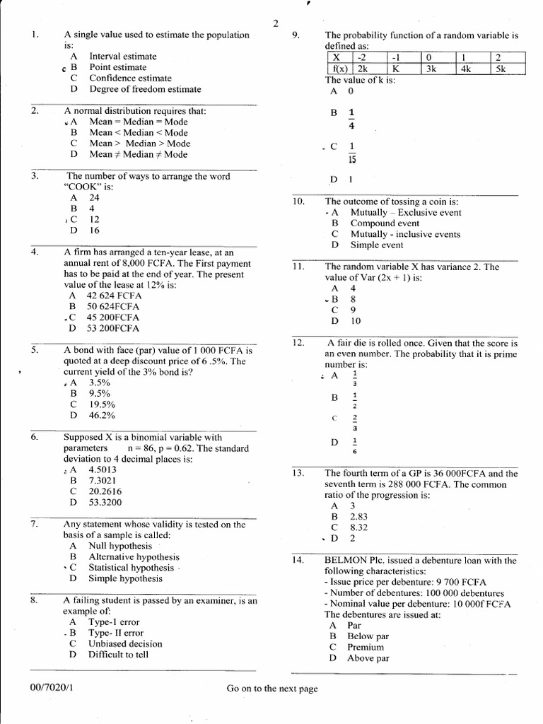 7020 p1 Business Mathematics 2022 | PDF | Interest | Book Value