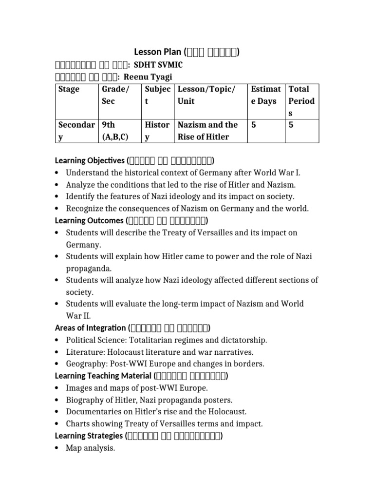 Nazism_Rise_of_Hitler_LessonPlan | PDF | Nazi Germany | Nazism