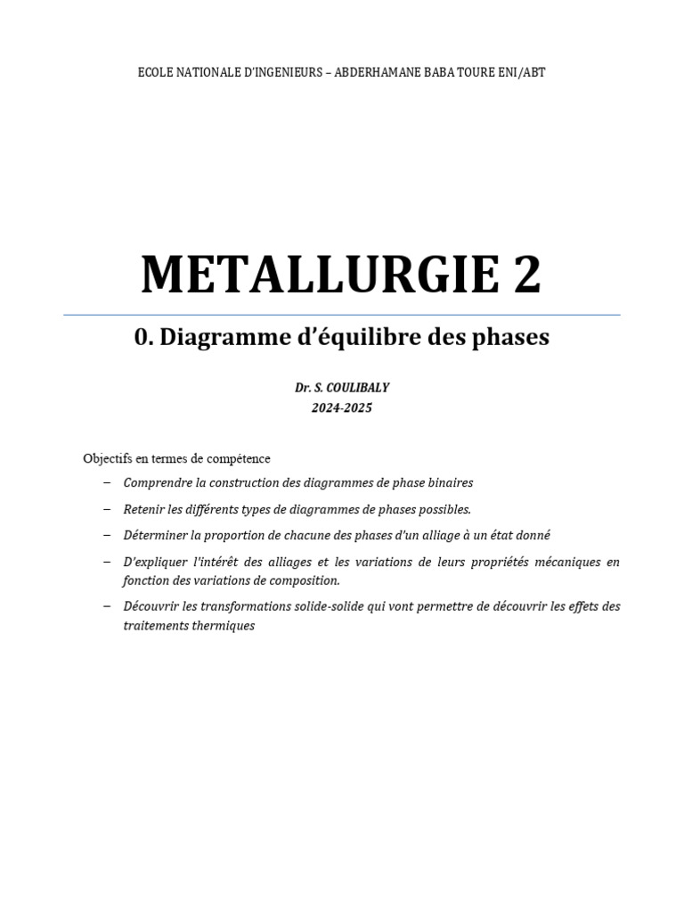 Diagrammes de phases en métallurgie | PDF | Alliage | Fonte (métallurgie)