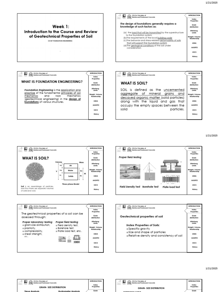 Lecture 1 - Ce427 | PDF | Geotechnical Engineering | Applied And Interdisciplinary Physics