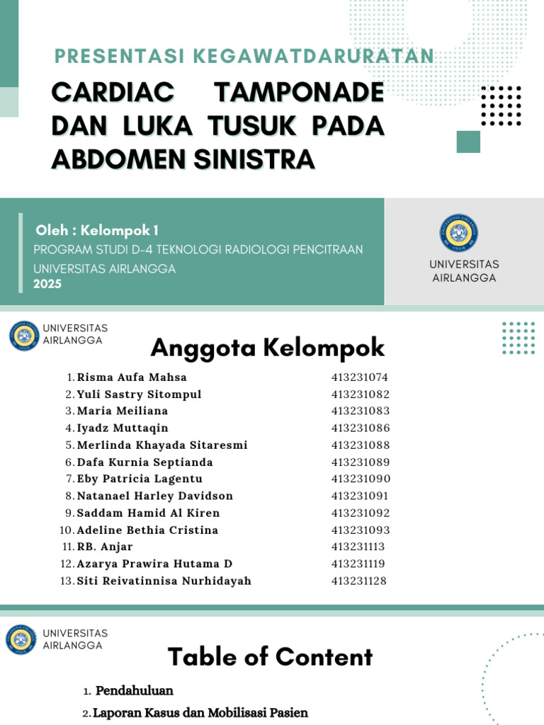 Kelompok 1 - Cardiac Tamponade Dan Luka Tusuk Pada Abdomen Sinistra | PDF