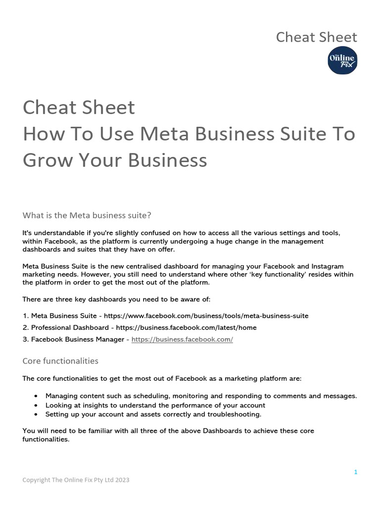 Meta Business Suite Usage Guide | PDF | Facebook | Information Technology