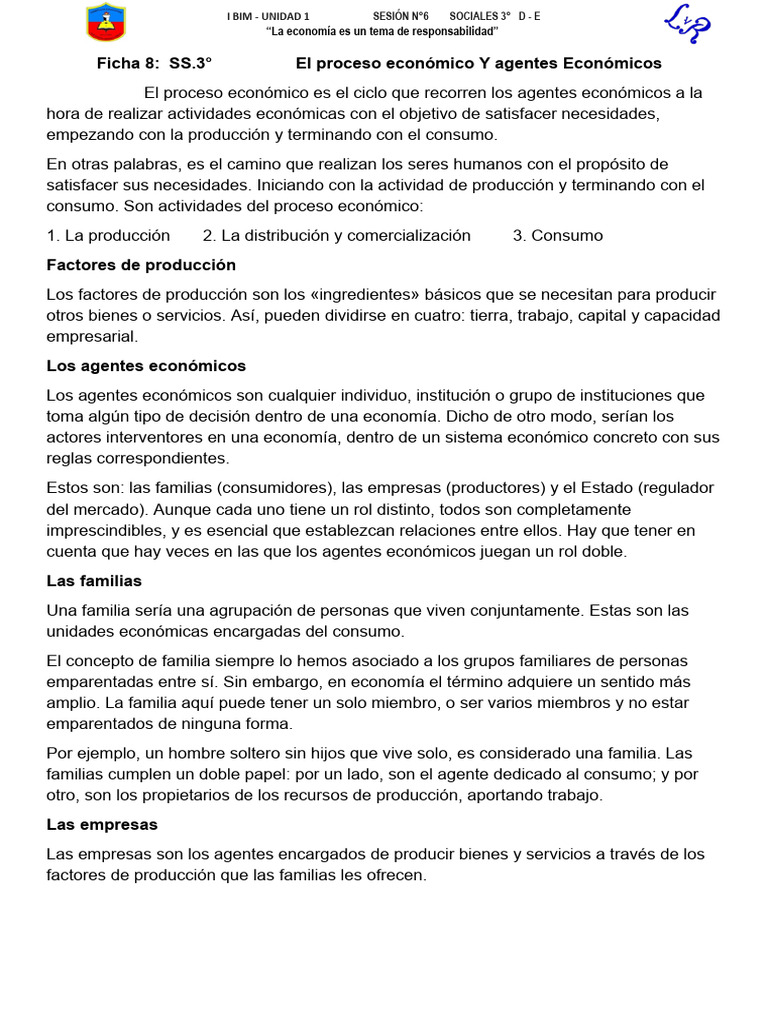 Ficha 8 Sociales | PDF | Consumo (economía) | Oferta (economía)
