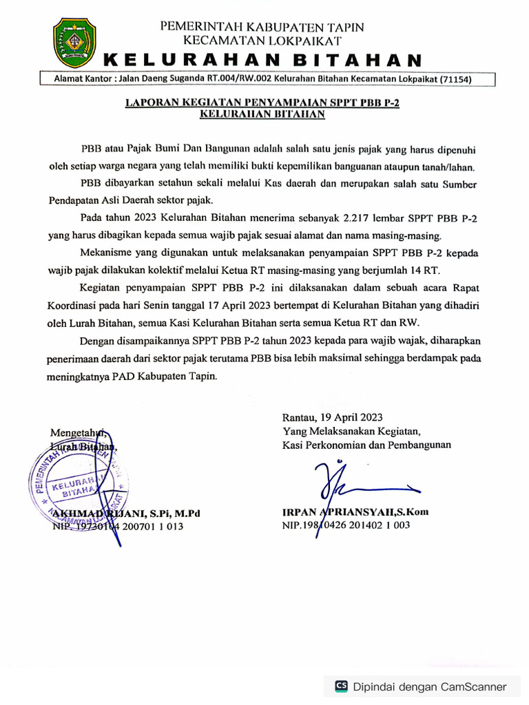 Laporan SPPT PBB-P2 | PDF