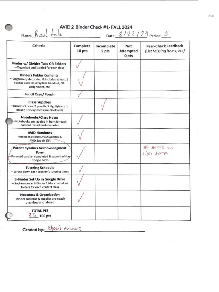 Binder Check #1 - Raul Avila | PDF