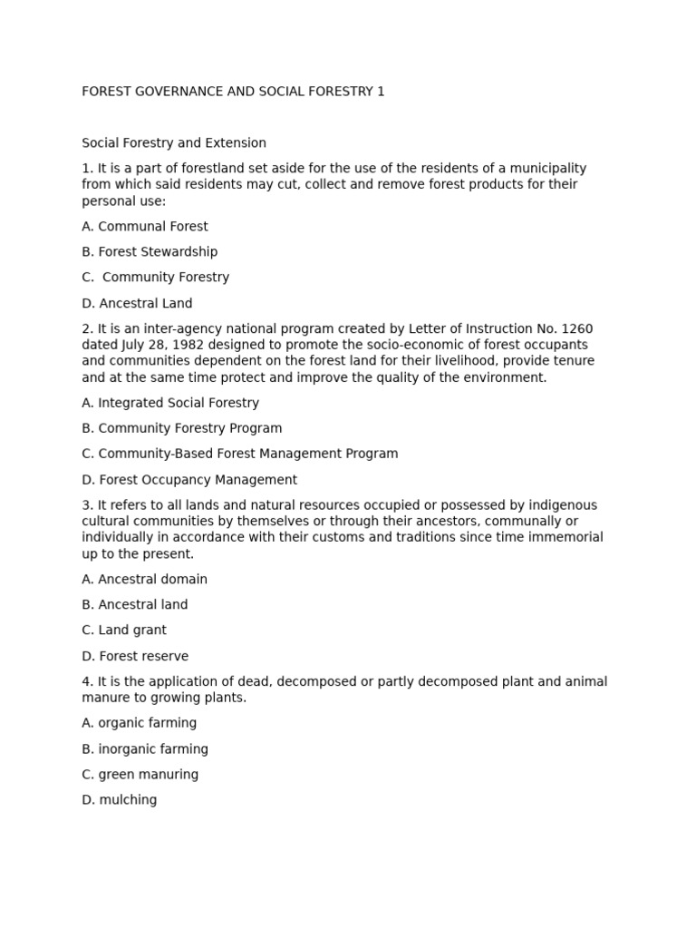 Social Forestry and Governance Overview | PDF | Agriculture | Forest ...