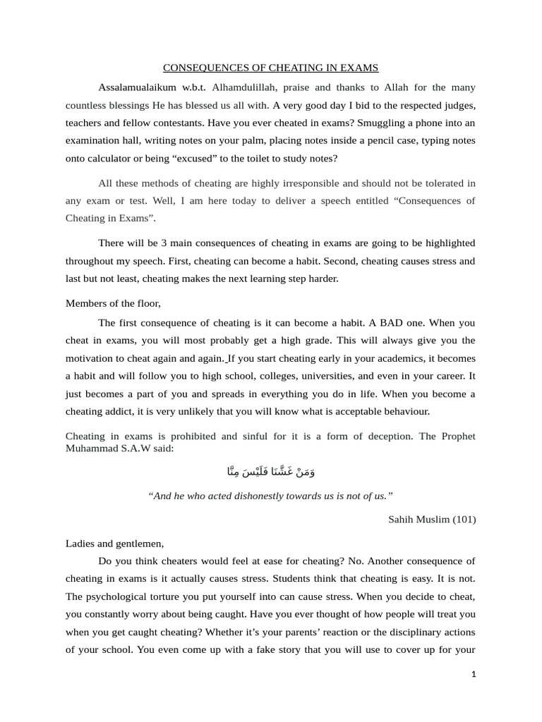 Consequences of Cheating in Exams | PDF