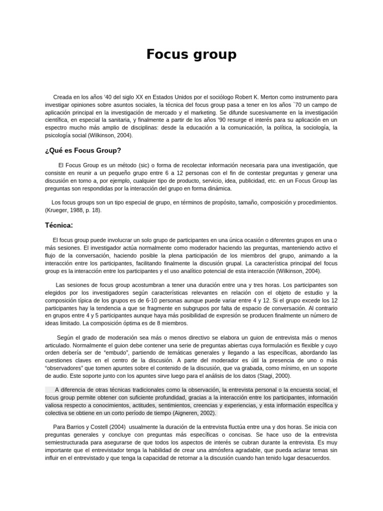 Focus Group | PDF | Grupo de enfoque | Science