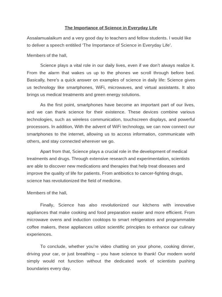 The Importance of Science in Everyday Life | PDF