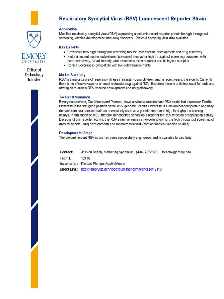 Respiratory Syncytial Virus (RSV) Luminescent Reporter Strain | PDF