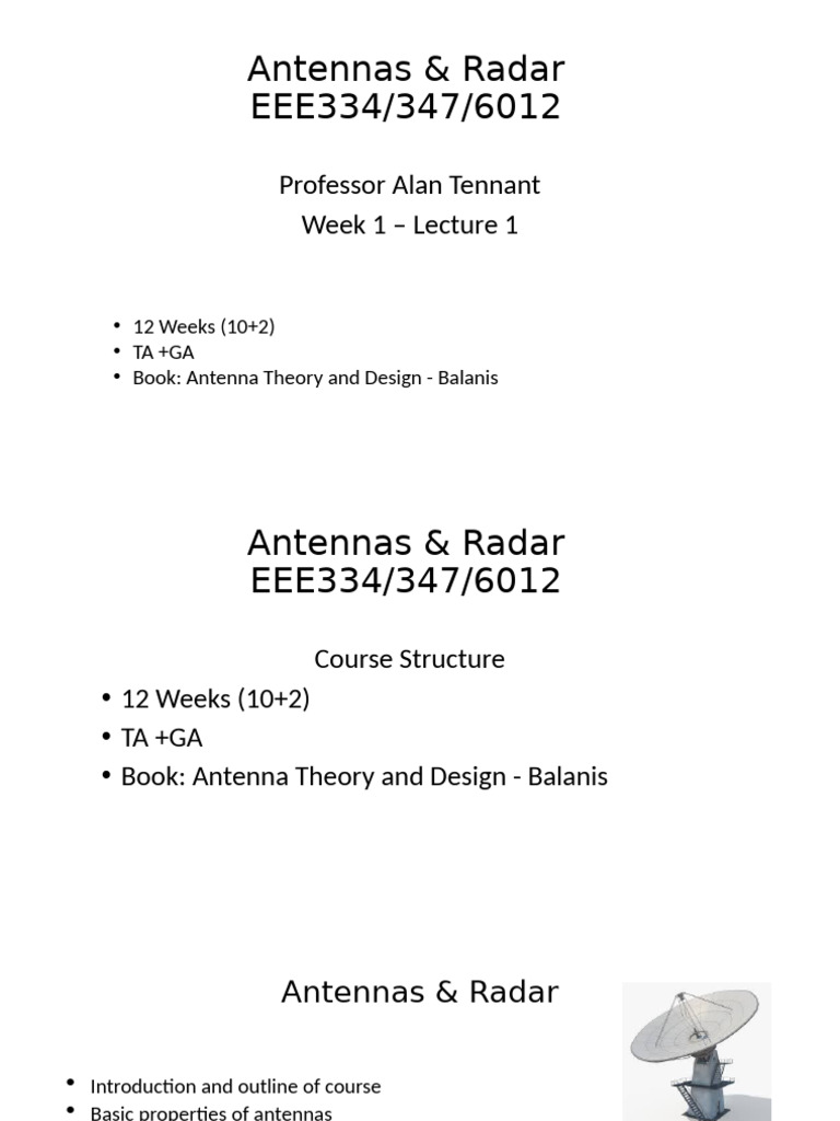 Radar vs. Antenna Overview | PDF