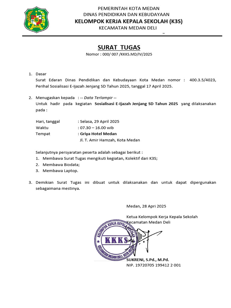 E-Ijazah - Surat Tugas K3S | PDF