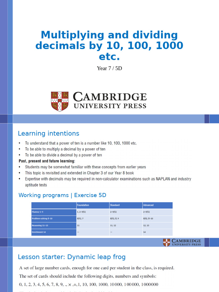 Lesson Summary - Year 07 - 5D | PDF | Mathematics | Learning