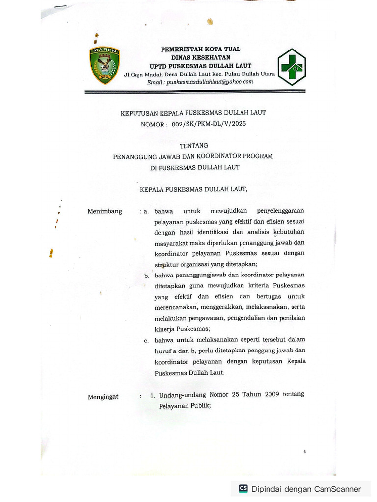 SK Revisi Penanggung Jawab Program 2025 | PDF