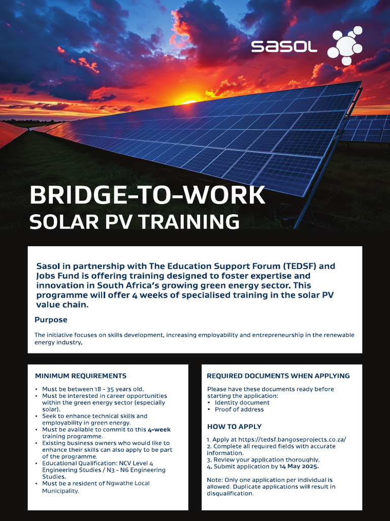 Sasol Ad Solar Training No Crop Marks | PDF