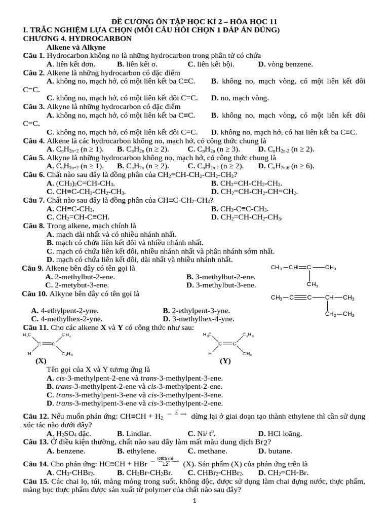 ĐỀ-CƯƠNG-HK2-HÓA-11 | PDF