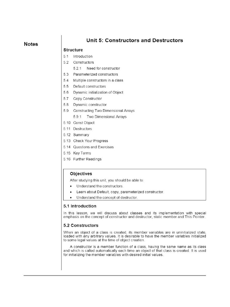 Constructors and Destructors | PDF
