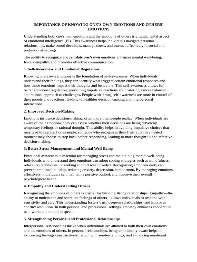 Understanding Emotions for Better Relationships | PDF | Emotions | Empathy