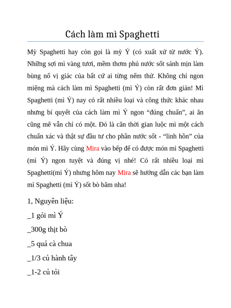 Cách Làm Mì Spaghetti | PDF