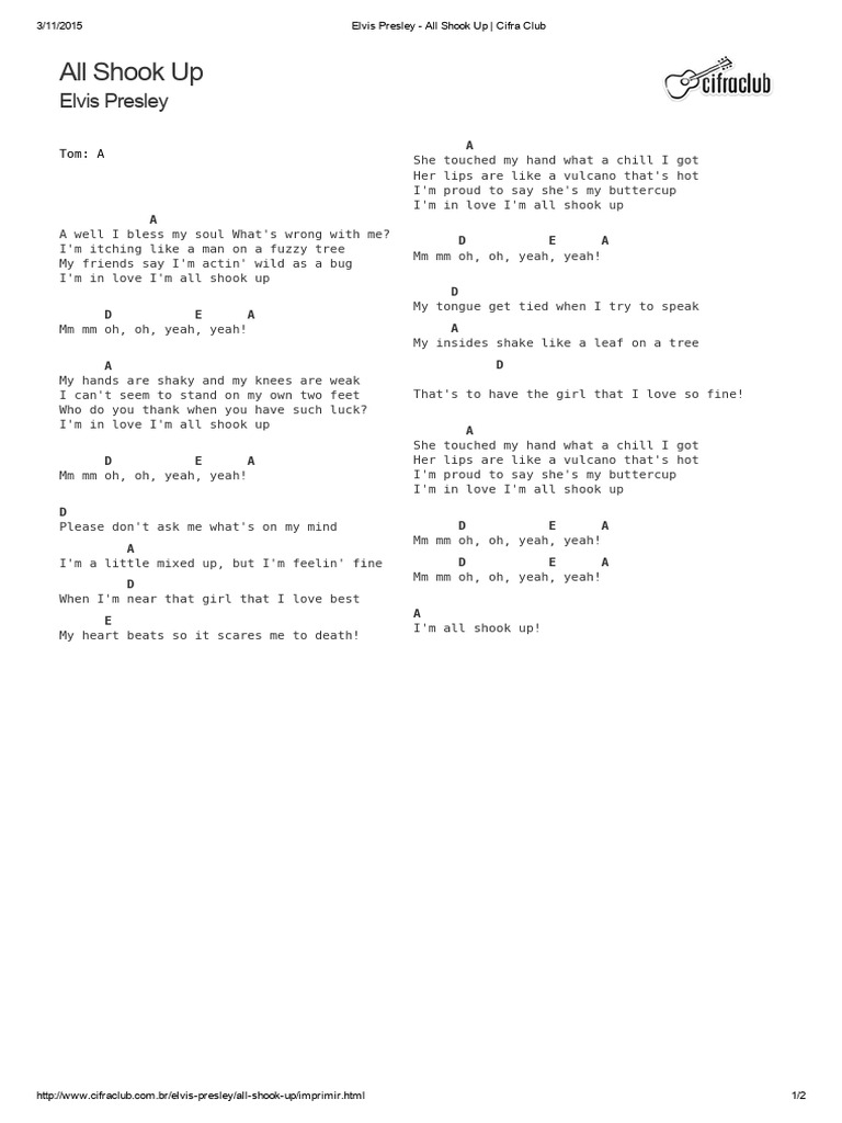 12 - Elvis Presley - All Shook Up - Cifra Club | PDF | Singles | Elvis ...