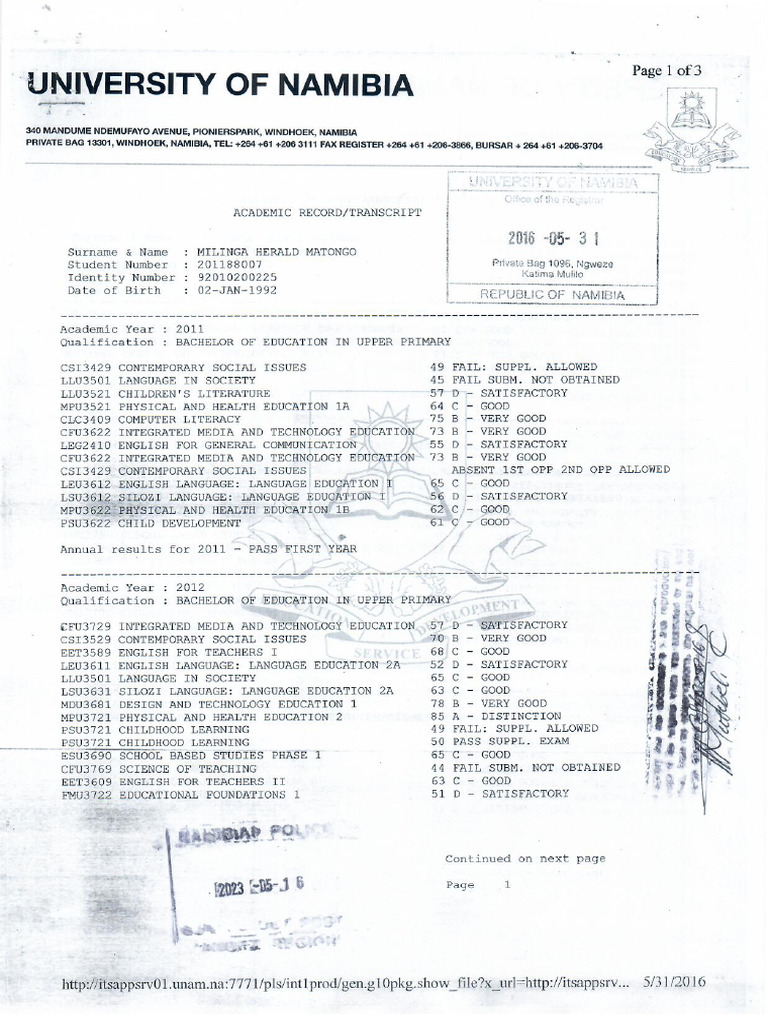 Academic Transcript | PDF