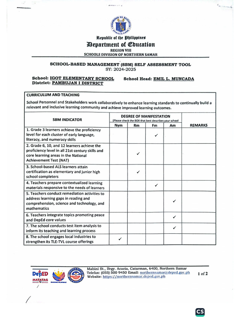 Igot ES-SBM Checklist | PDF