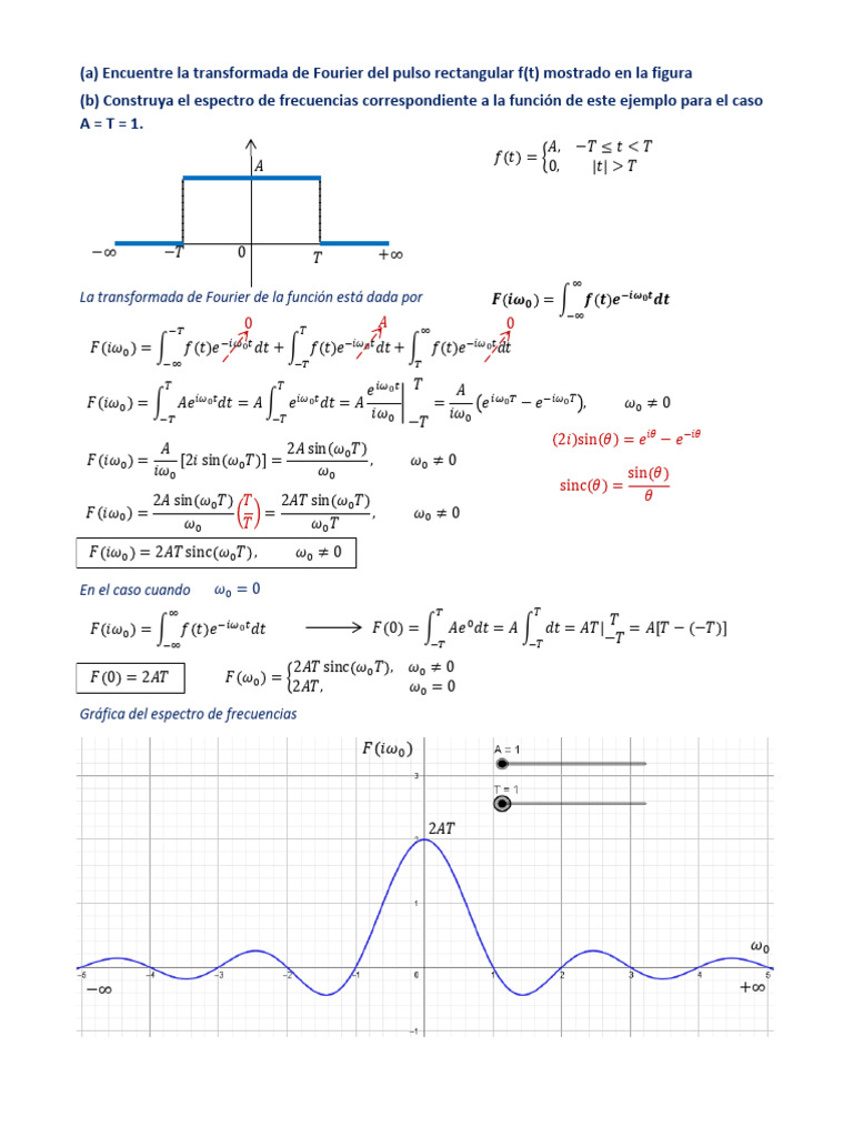 Ejercicio - 01 - Transformada de Fourier Analítica | PDF | Ingeniería en telecomunicaciones ...