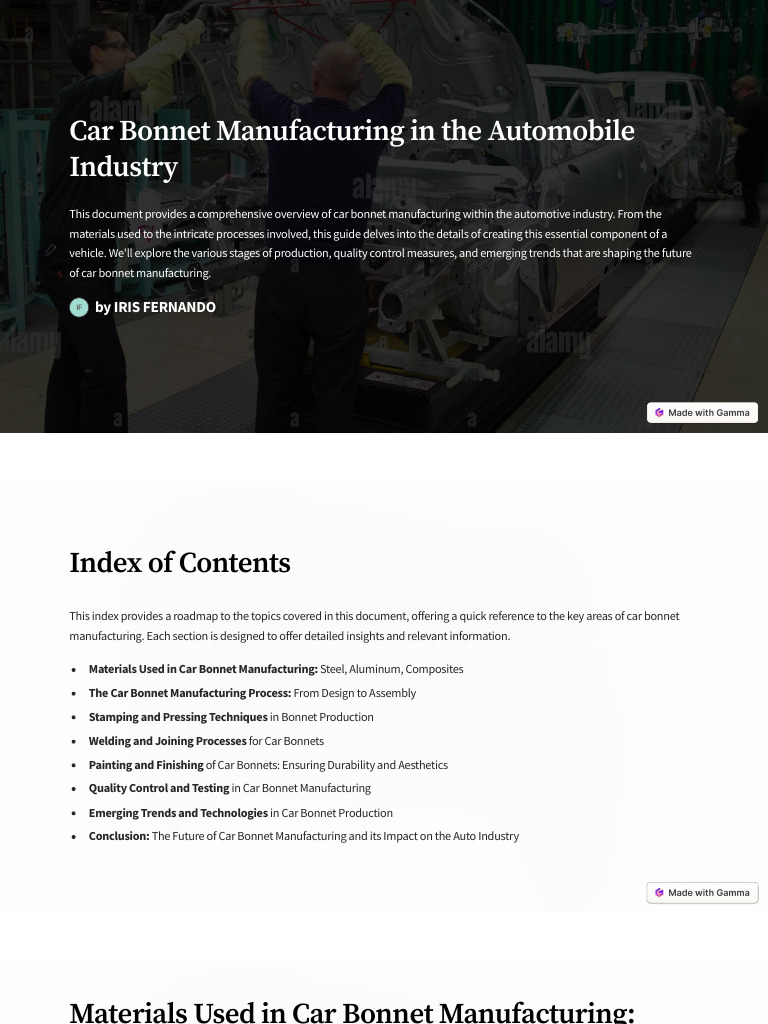 Car Bonnet Manufacturing Overview | PDF | Welding | Construction