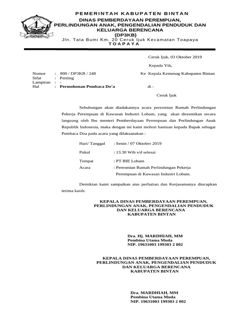 Permohonan Pembacaan Doa | PDF