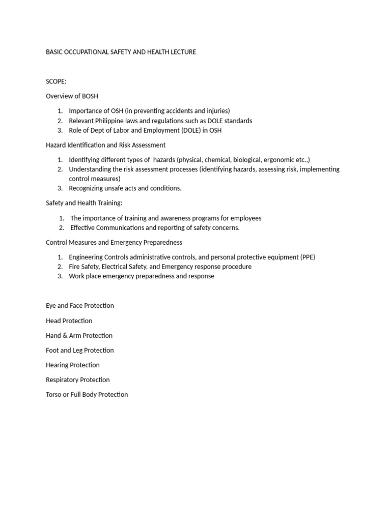 Basic Occupational Safety Overview | PDF | Occupational Safety And ...