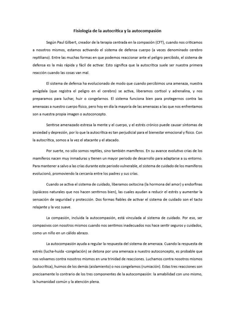 Fisiología de La Autocrítica y La Autocompasión | PDF | Estrés ...