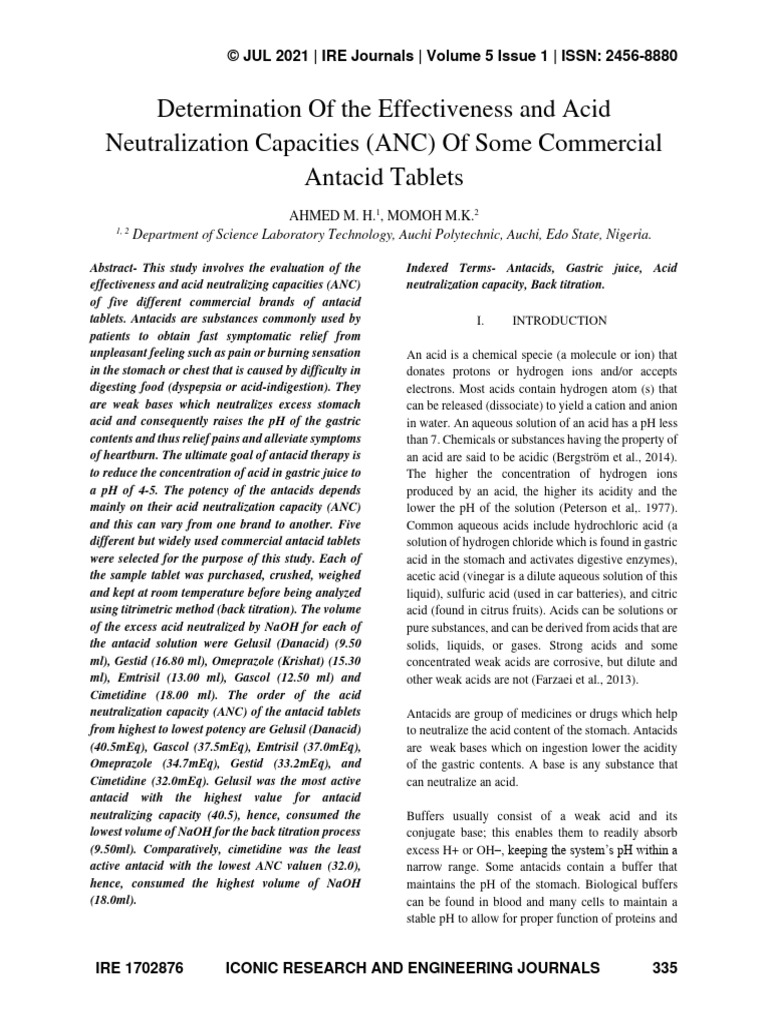 Determination of The Effectiveness and A | PDF | Acid | Digestion