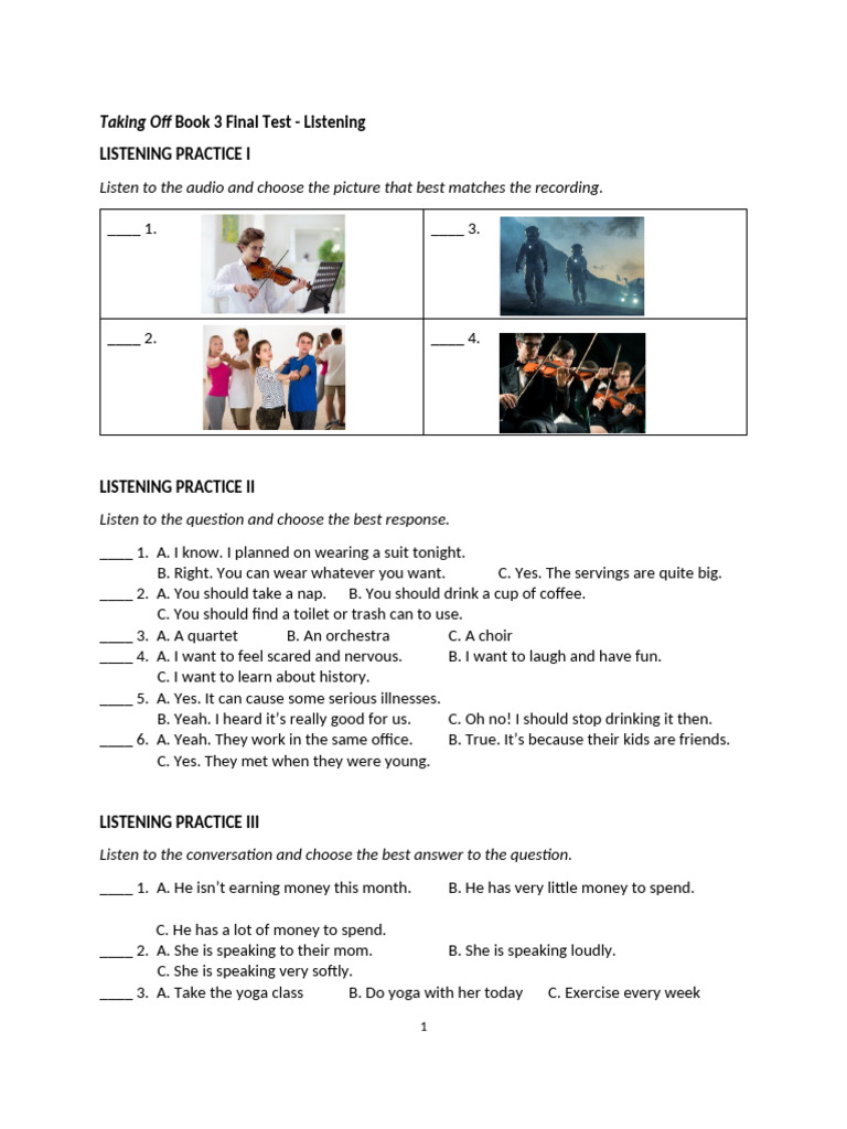 Beginner Listening Test B3 | PDF
