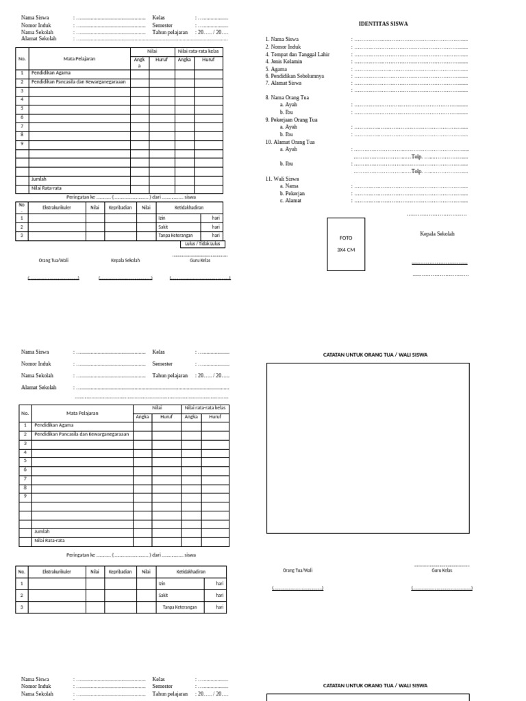 Format RAPORT SDN BANSONE | PDF