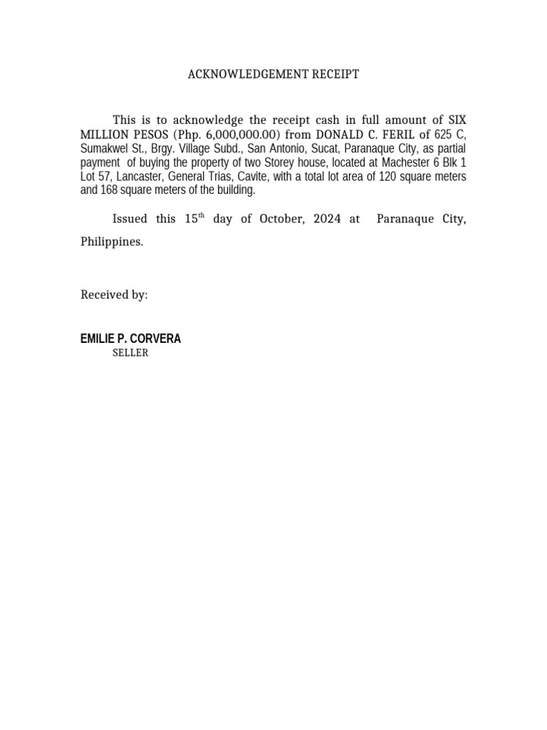 Acknowledgement Receipt | PDF