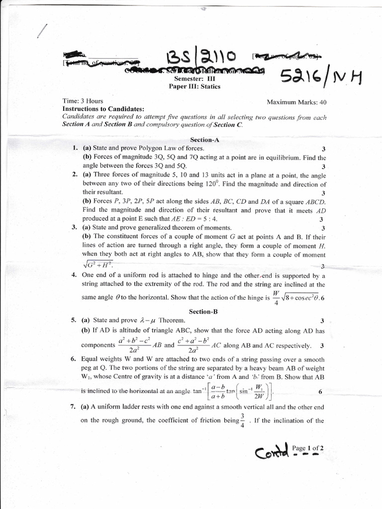 Math Satistics (3rd) Dec2020 | PDF | Triangle | Force