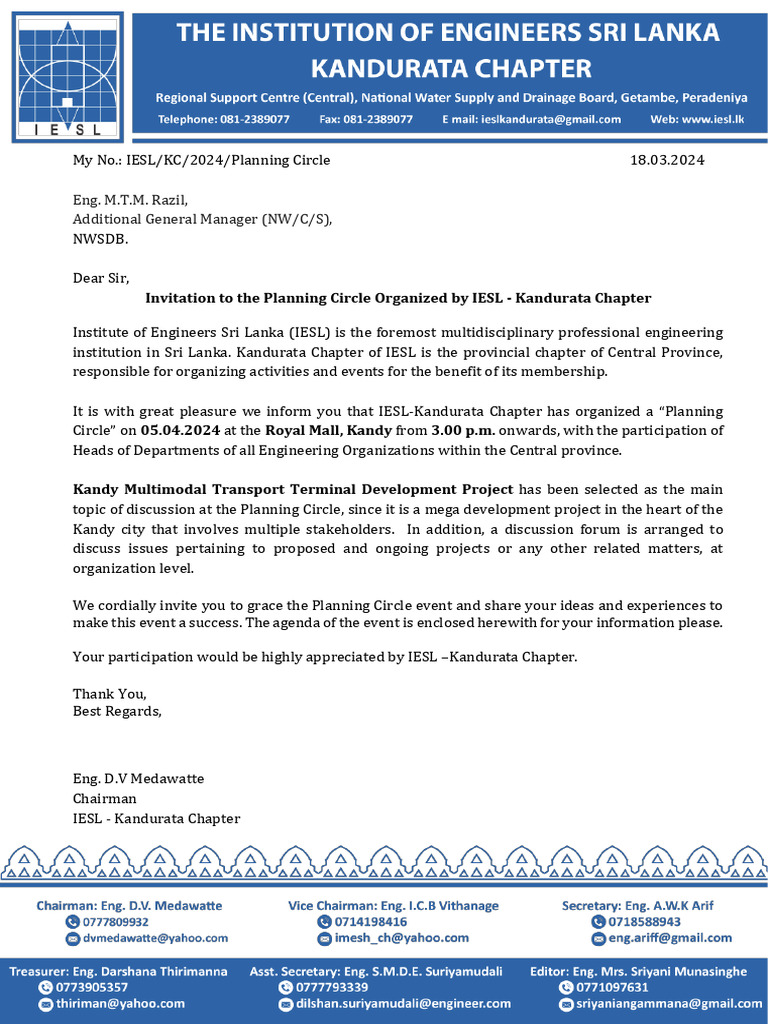 Planning Circle Common Invitation | PDF | Sri Lanka | Engineering