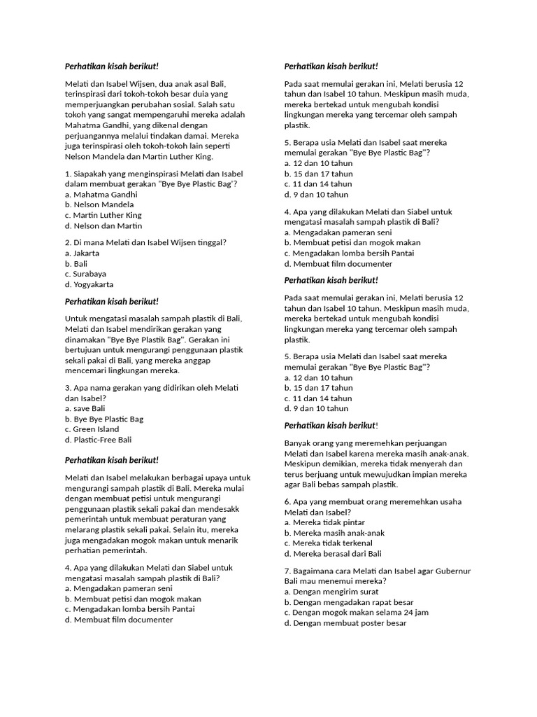 Soal Bindo Bab 5 1-15 | PDF