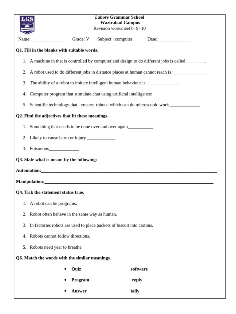 Computer g5 Chap +8+9+10 | PDF