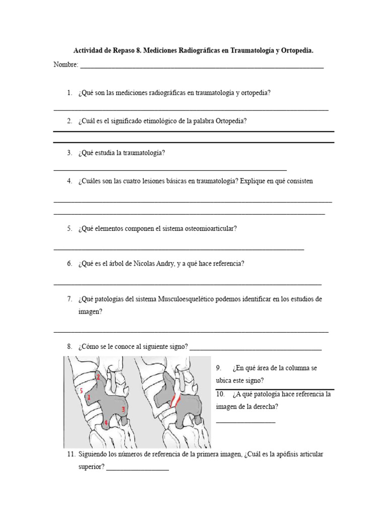Actividad de Repaso 8. Mediciones | PDF | La columna vertebral | Traumatologia