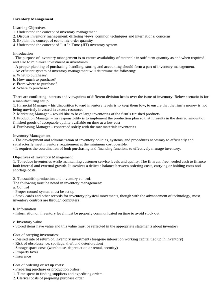 Chapter 5 - Inventory Management | PDF | Inventory | Lean Manufacturing