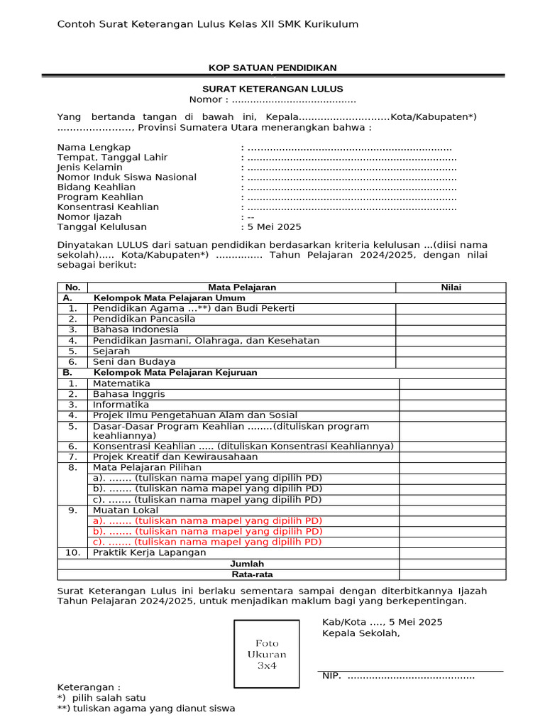 Contoh SKL SMK Kurikulum Merdeka 2025 | PDF
