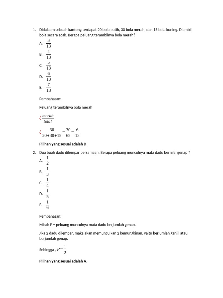 40 Soal Peluang | PDF