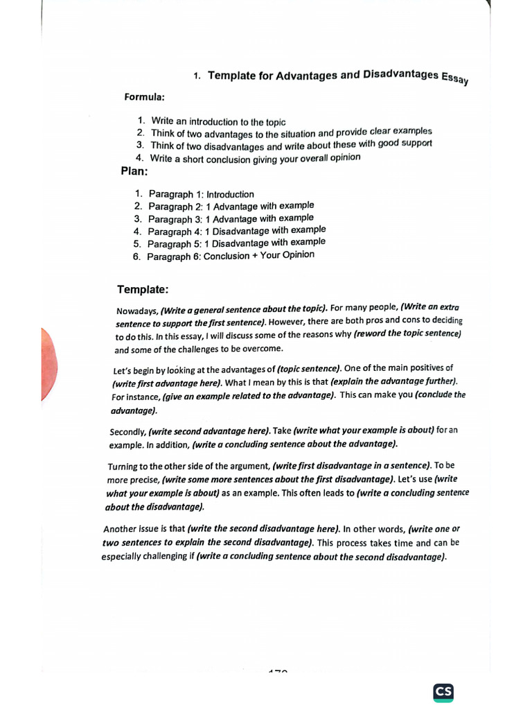 Advantages and Disadvantages Essay Prompts | PDF