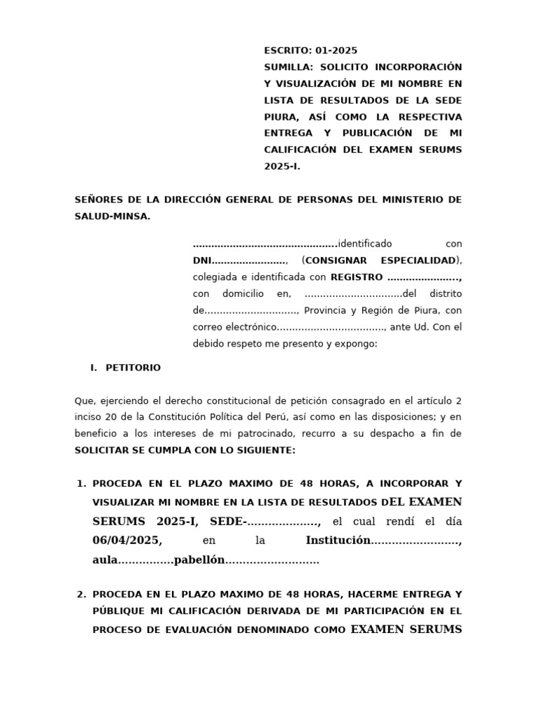 Solicitud Minsa Defensoria Del Pueblo | PDF