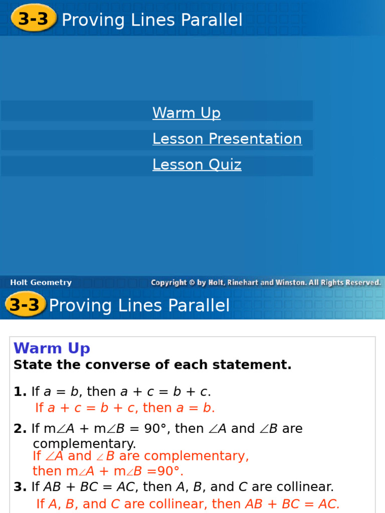 3-3Proving Lines Parallel | PDF | Mathematics | Elementary Geometry
