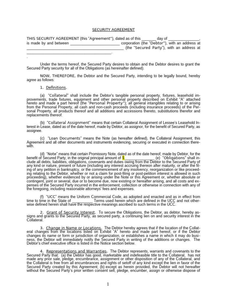 Security Agreement Overview | PDF | Security Interest | Insurance