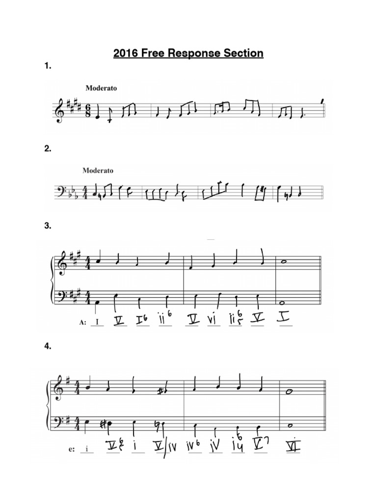 2016 Free Response Questions 2 Music Theory | PDF