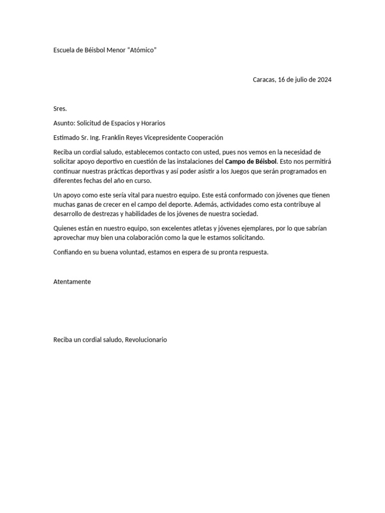 Solicitud de Espacio | PDF